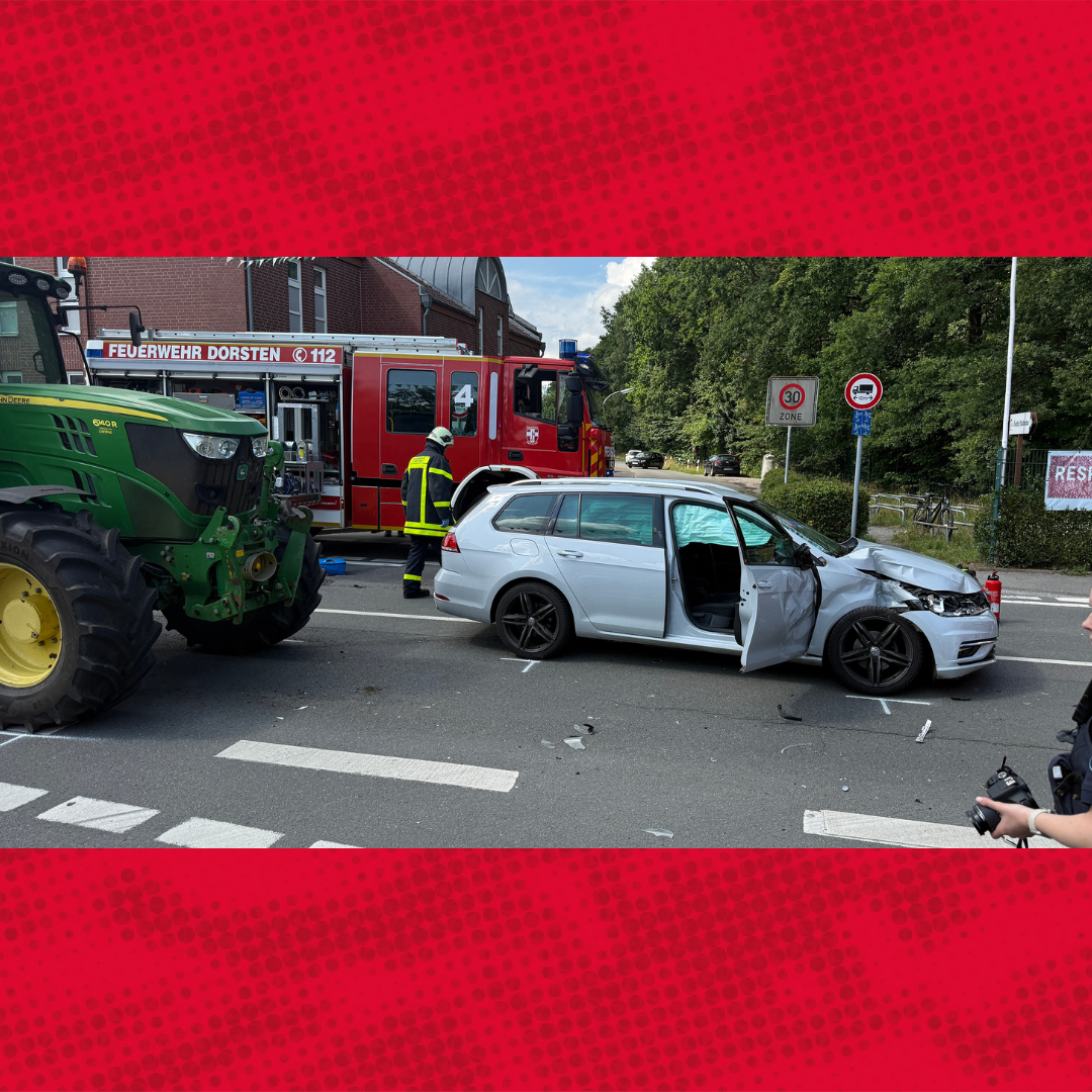 Schwerer Unfall zwischen Auto und Traktor in Dorsten - Radio Vest